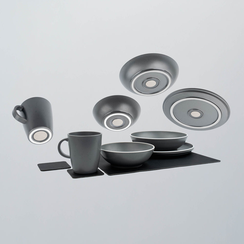 Magnetic Plastic Tableware Set DOLOMIT GREY