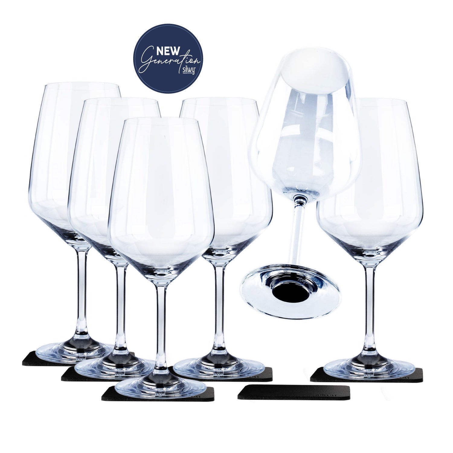 Crystal glass wine glasses with smart magnet system - Made in Germany